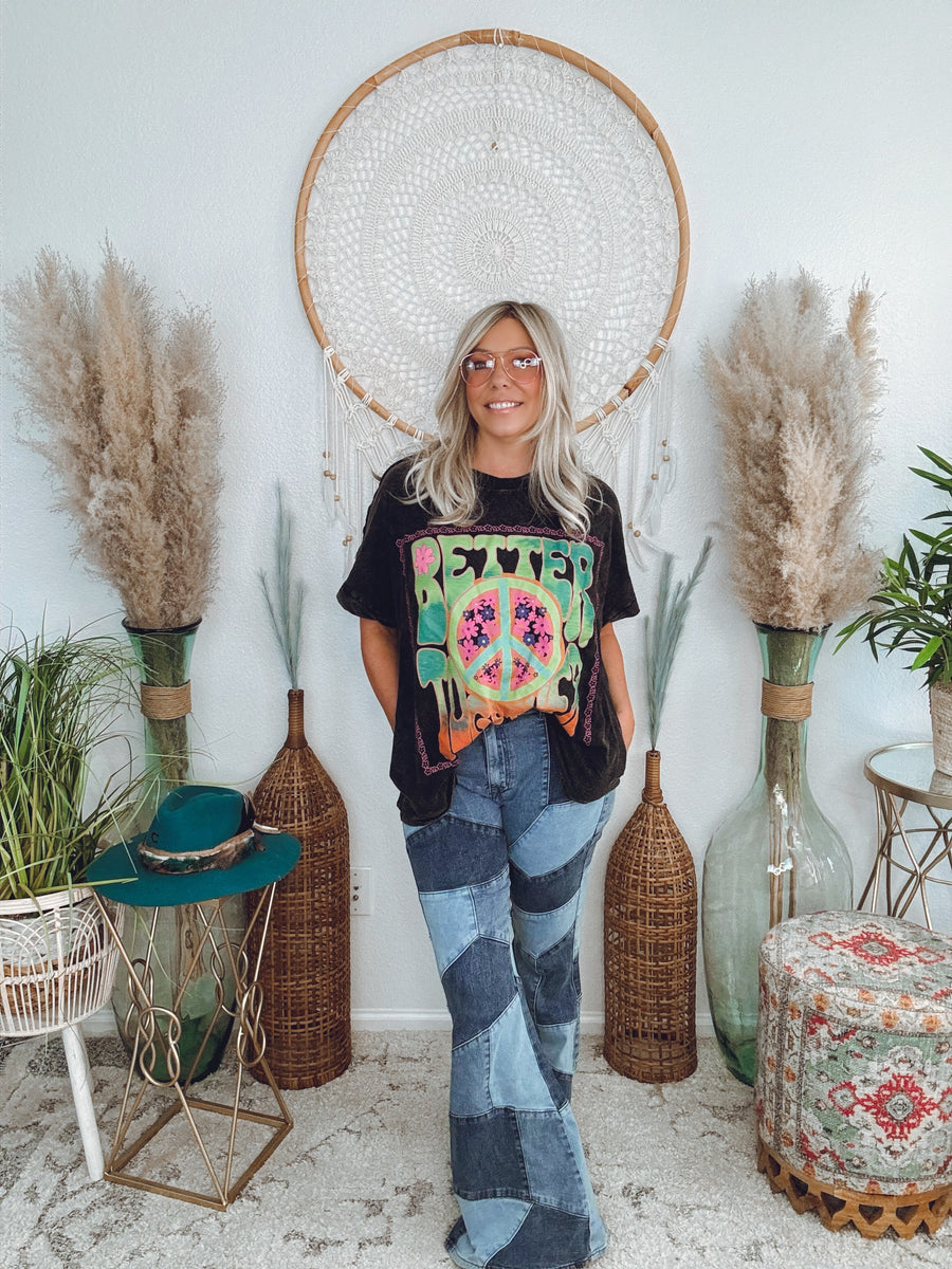 Retro Patchwork Flare Jeans – bohoandgraceboutique